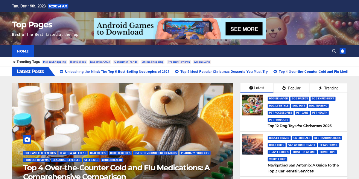 Top Pages - Best of the Best, Listed at the Top